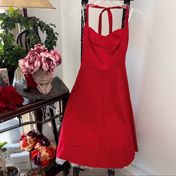 Ruby Rox | Dresses | Vintage Ruby Rox Polka Dot Rockabilly Halter Dress ...